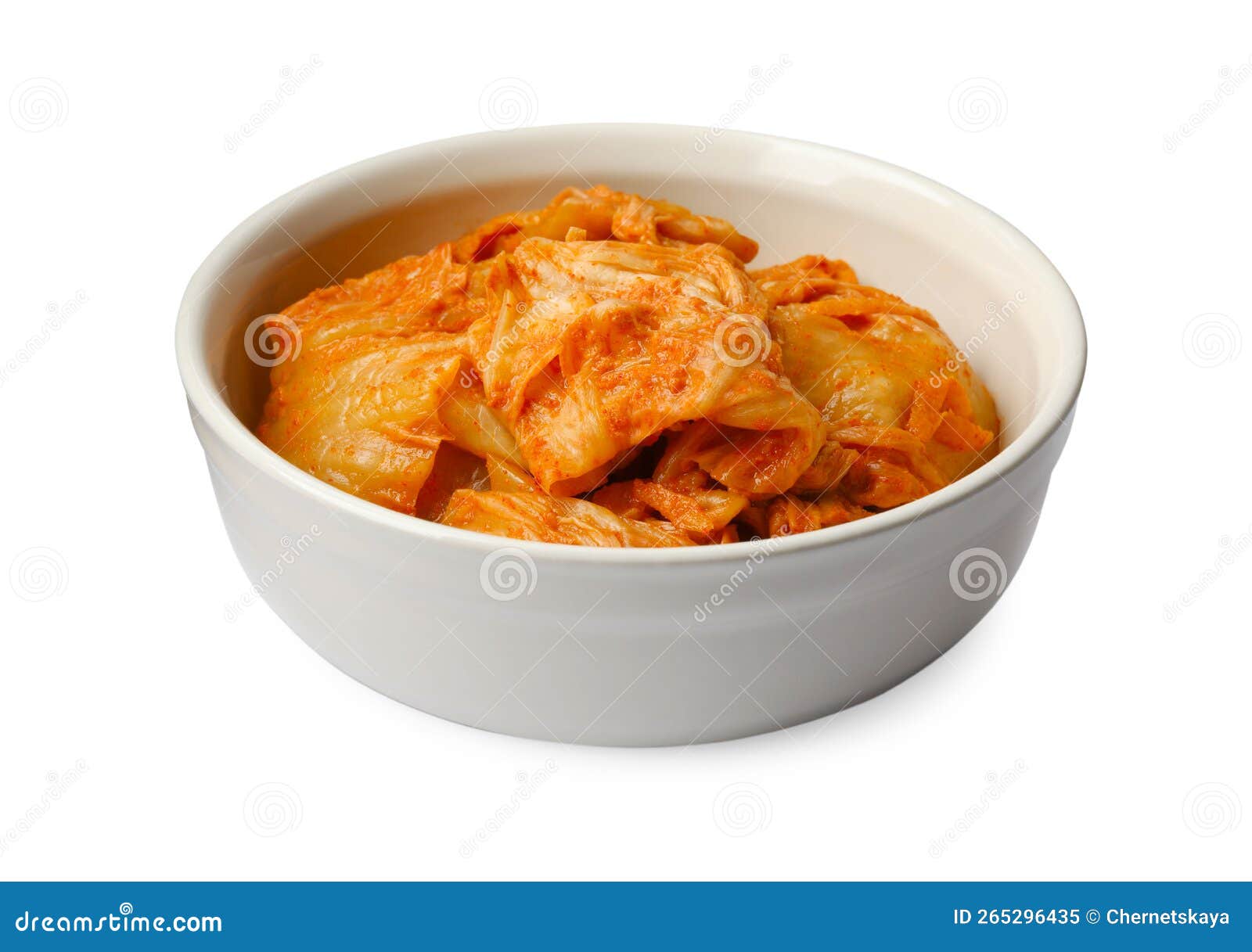 Bowl of Spicy Cabbage Kimchi Isolated on White Stock Image - Image of ...