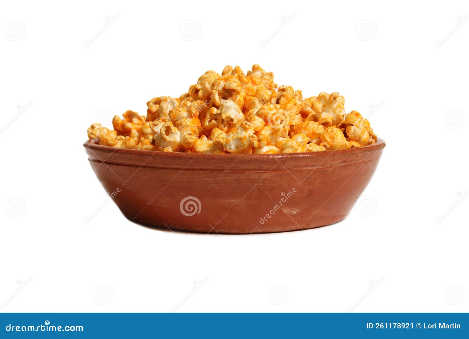 Bowl of Spicy Cheese Popcorn in Bowl on White Background Stock Image ...