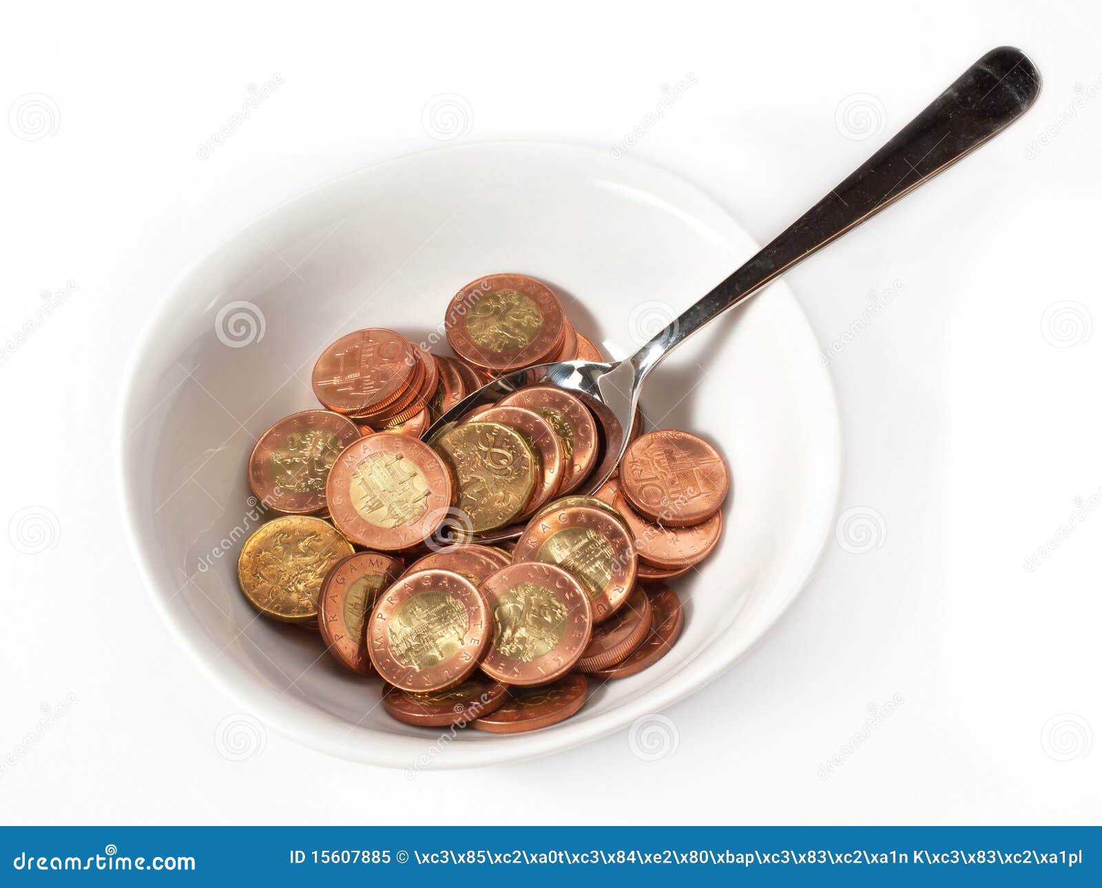 Bowl, Spoon and Money stock image. Image of background - 15607885
