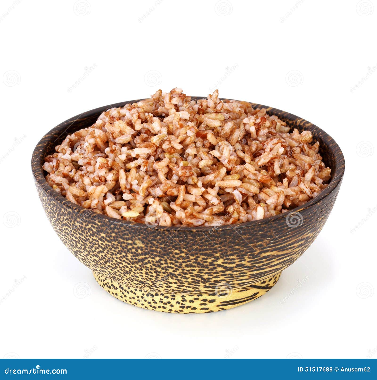 Bowl of Steam Red Cargo Rice on White Stock Photo - Image of bowl ...