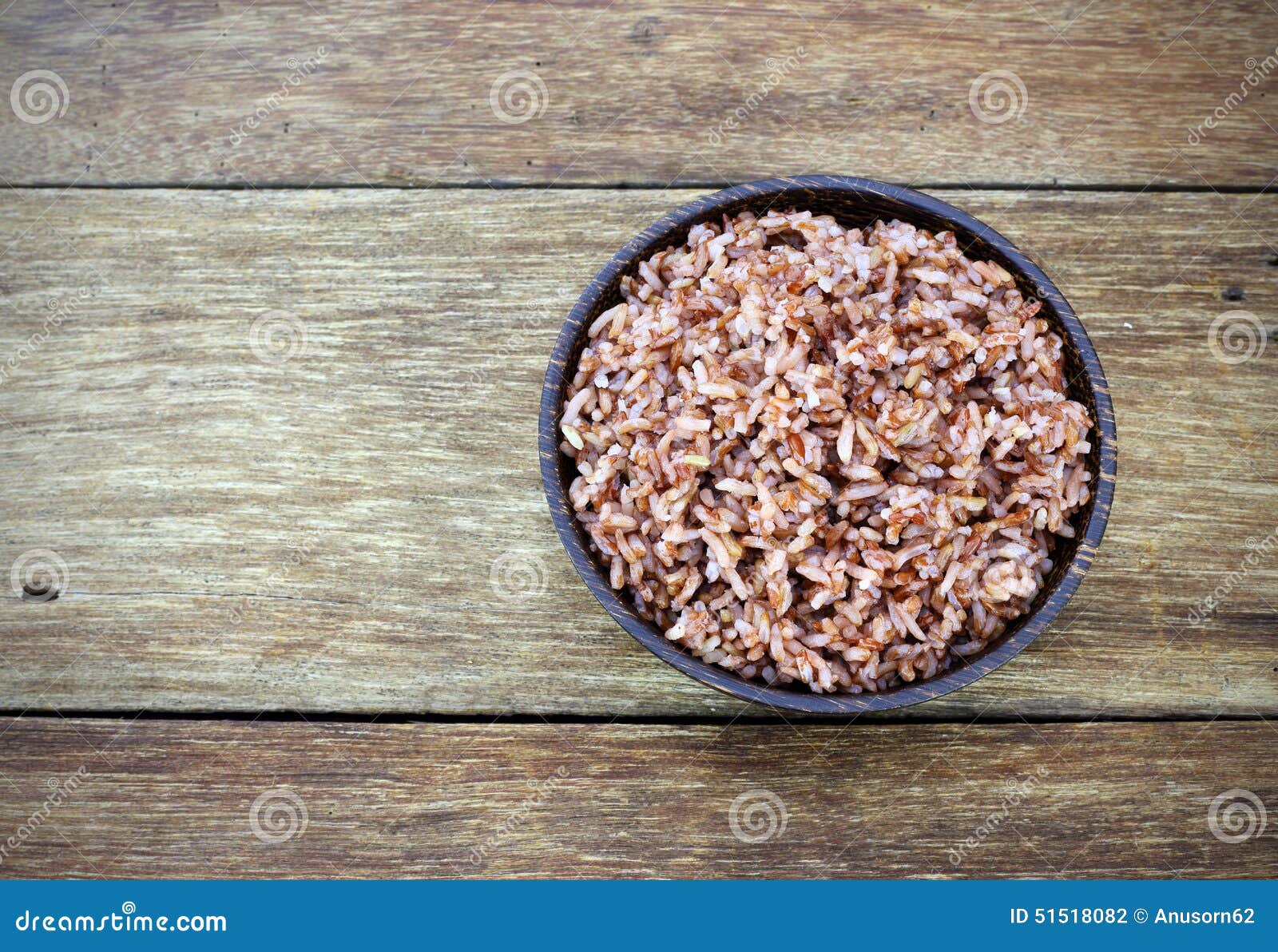 Bowl of Steam Red Cargo Rice on Wood Stock Photo - Image of food ...