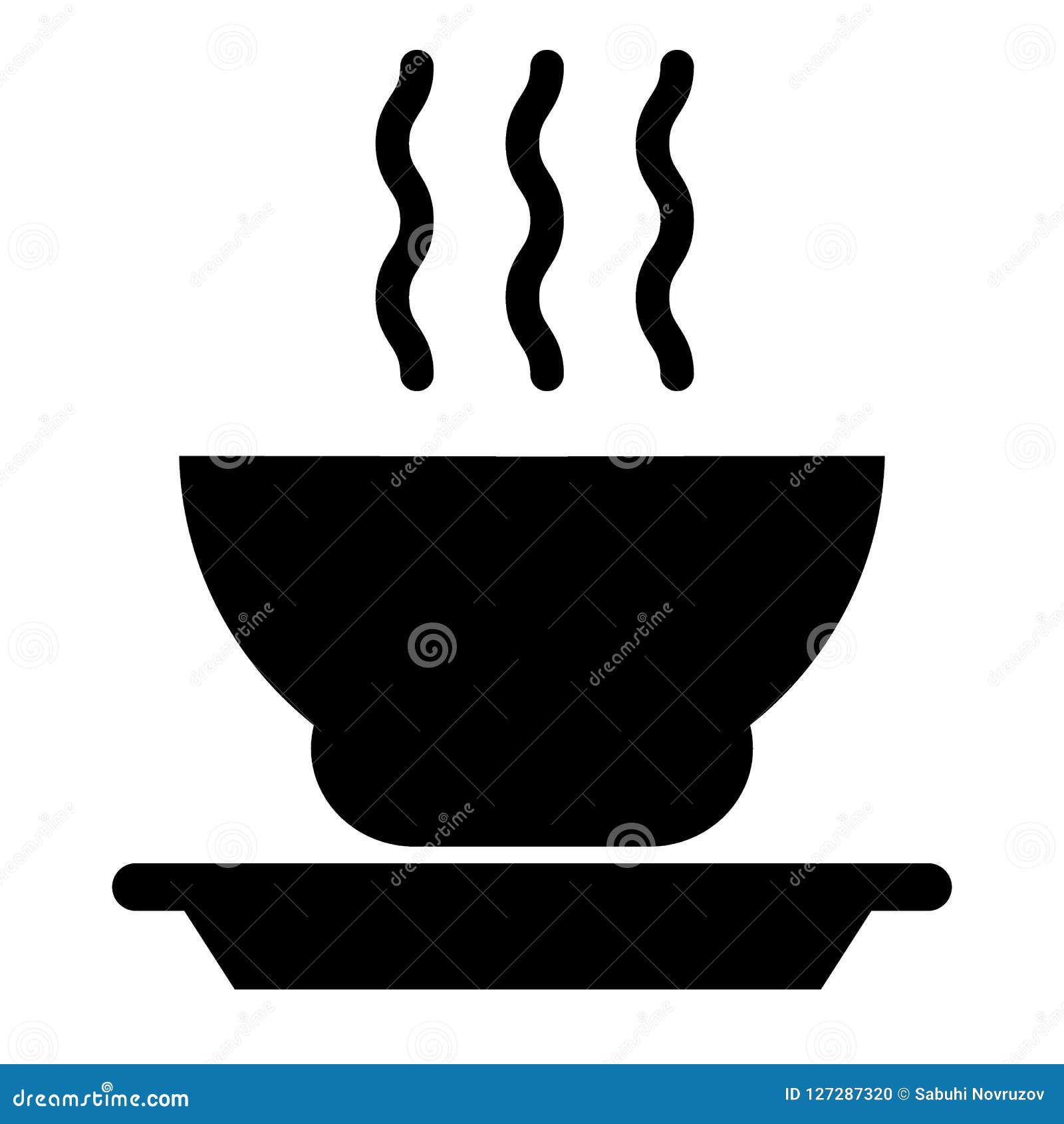 Bowl with Steam Solid Icon. Hot Deep Plate Vector Illustration Isolated ...