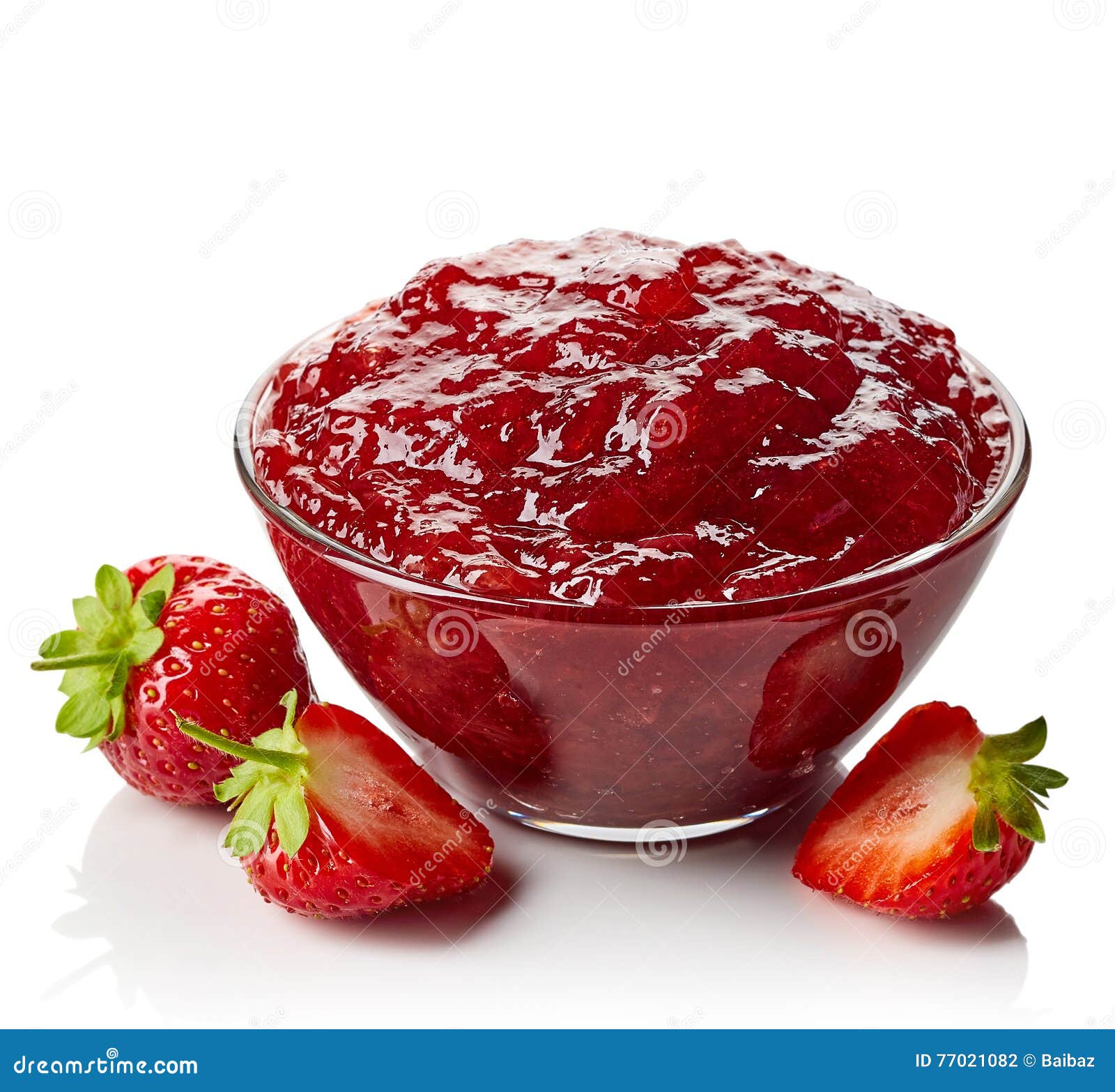 Bowl Of Strawberry Jelly With Spoon On White Textured Table Royalty ...