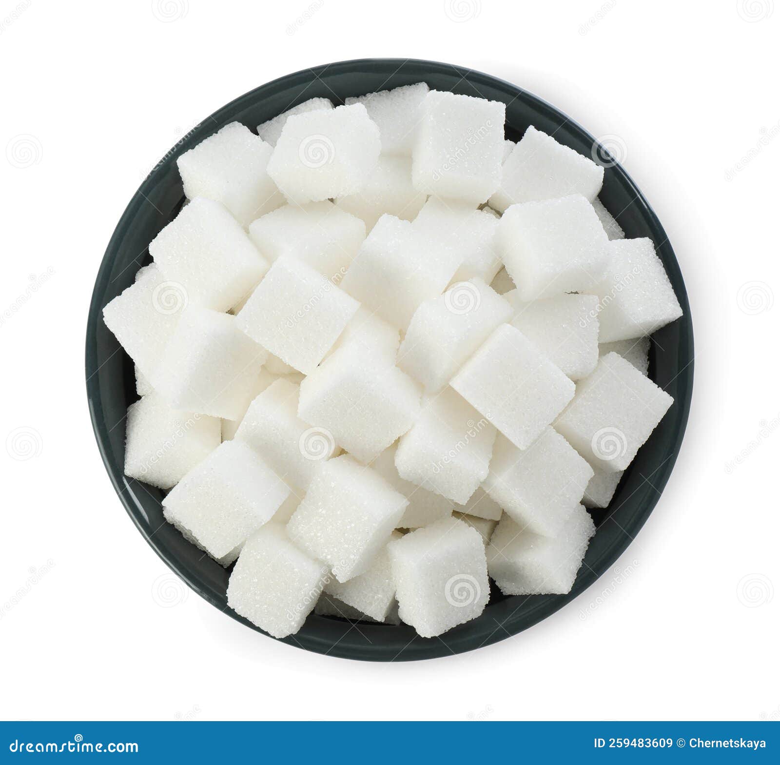 Bowl of Sugar Cubes Isolated on White, Top View Stock Image - Image of ...