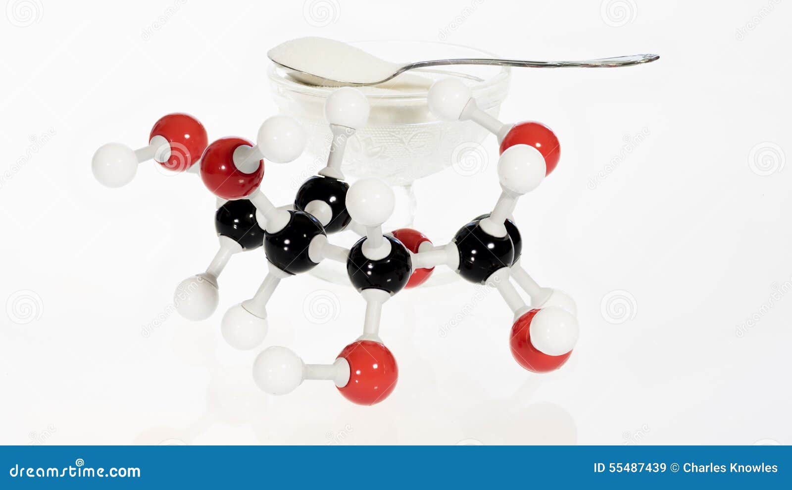 Bowl of Sugar and a Glucose Molecule Model Stock Image - Image of ...