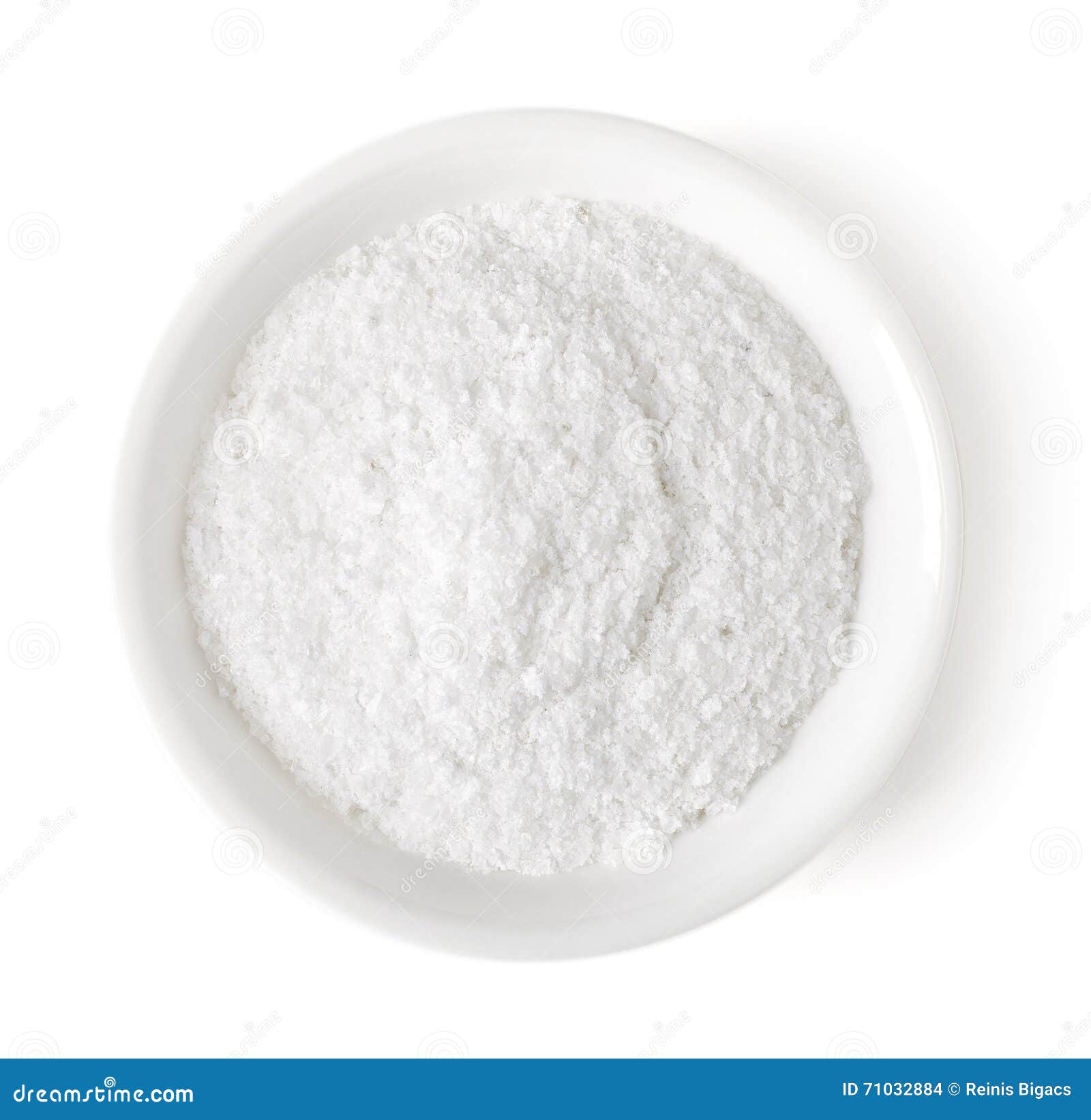 Bowl of Table Salt on White Background, Top View Stock Photo - Image of ...