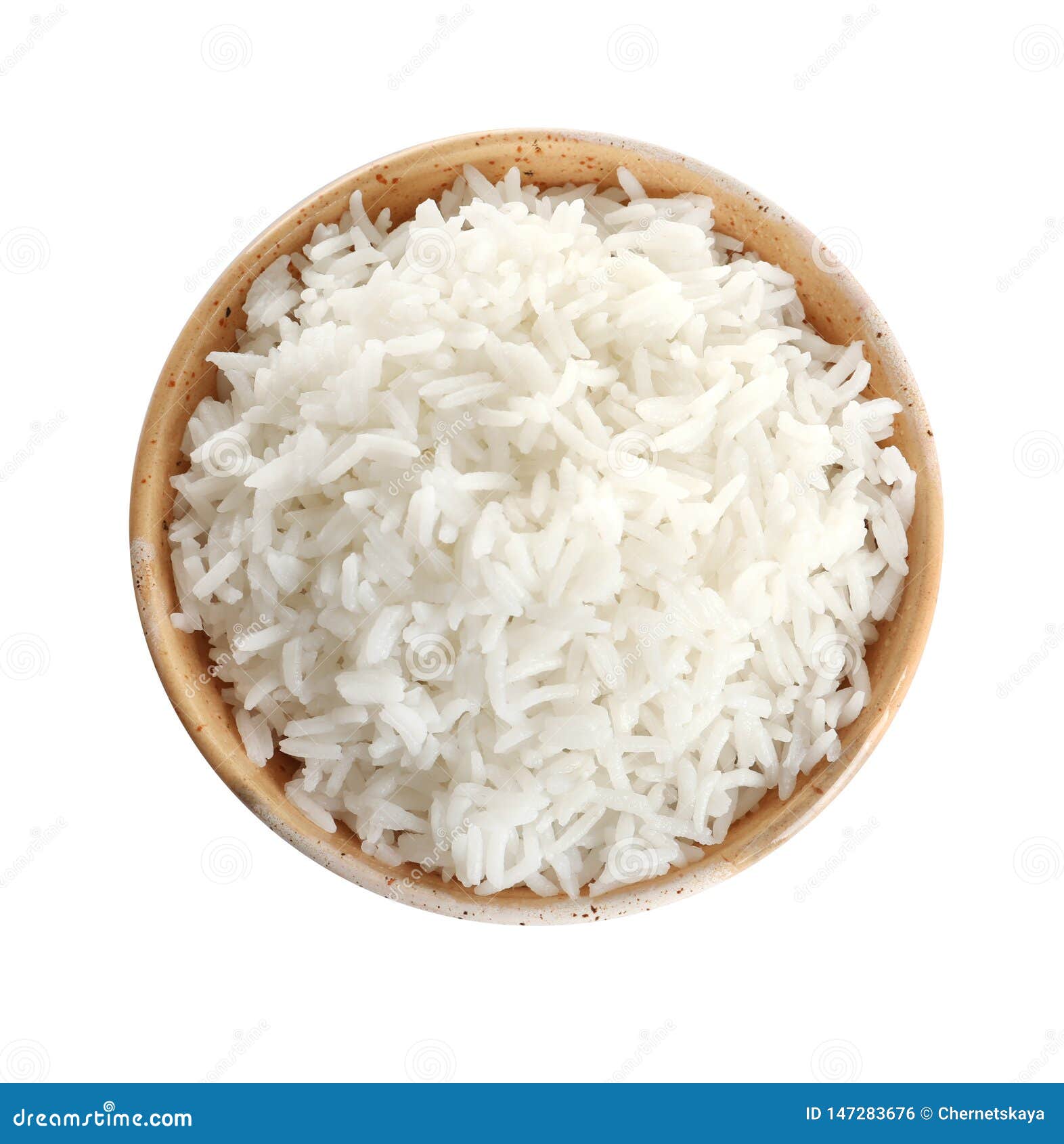 Bowl of Tasty Cooked Rice on White Background Stock Photo - Image of ...