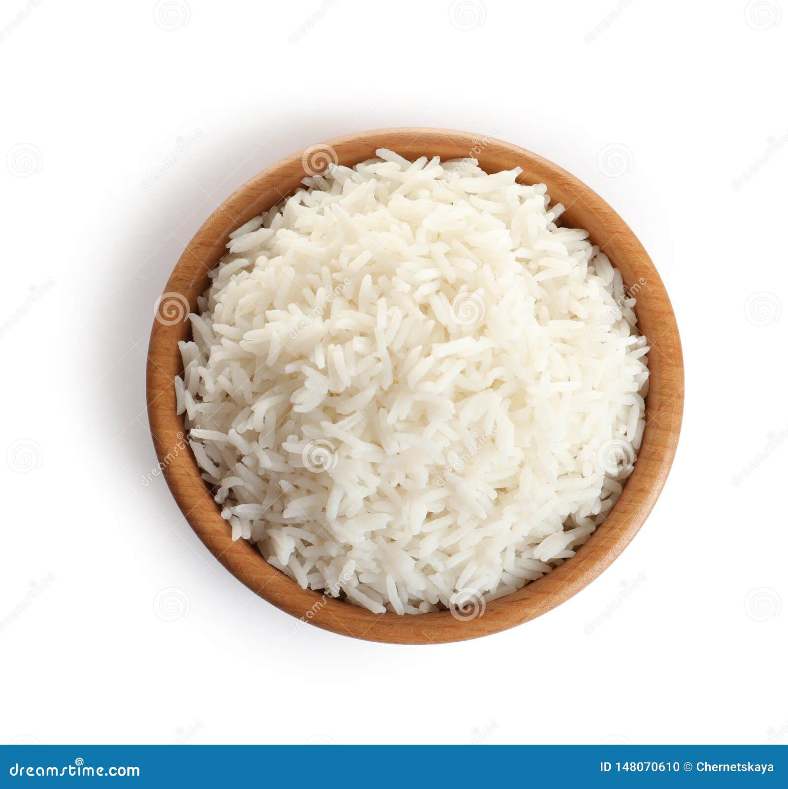 Bowl of Tasty Cooked Rice on White Background Stock Photo - Image of ...