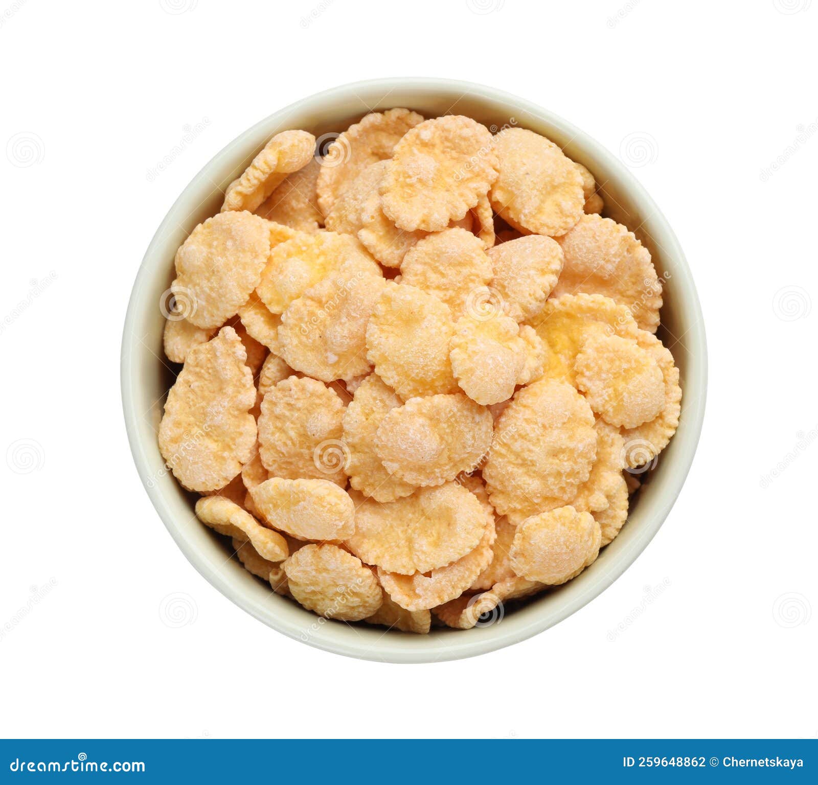 Bowl of Tasty Corn Flakes Isolated on White, Top View Stock Photo ...