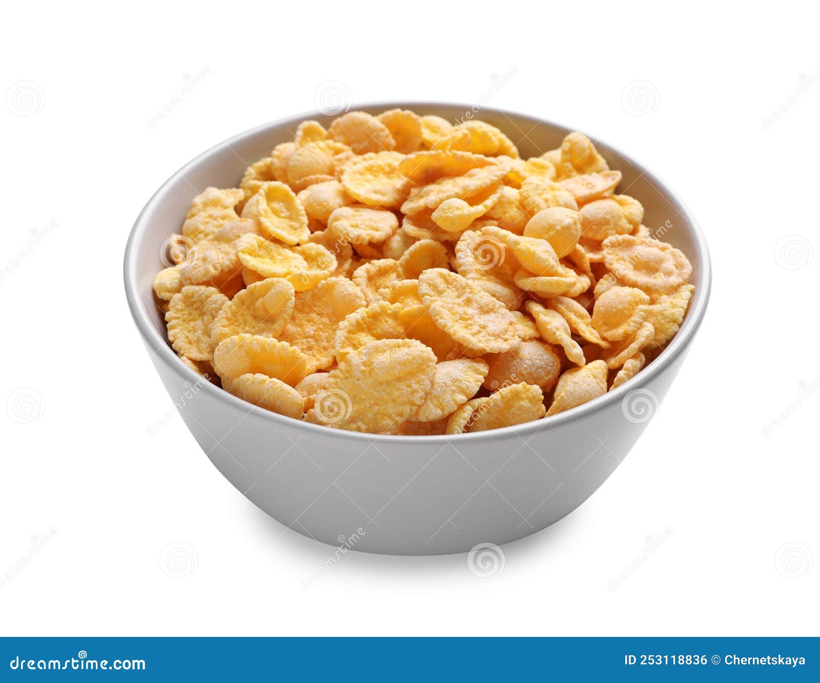 Bowl of Tasty Crispy Corn Flakes Isolated Stock Photo - Image of golden ...