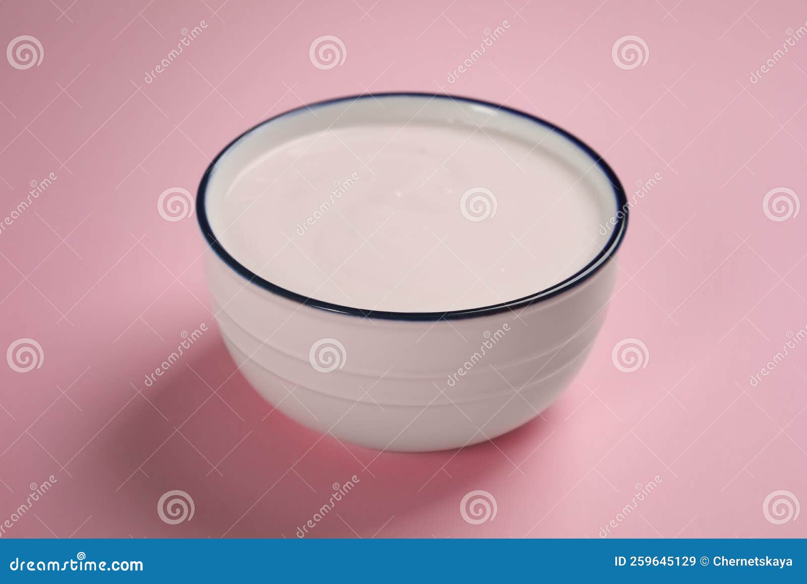 Bowl of Tasty Yogurt on Pink Background Stock Image - Image of calcium ...