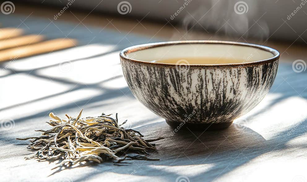 A Bowl of Tea with Some Leaves in it Stock Image - Image of food, drink ...