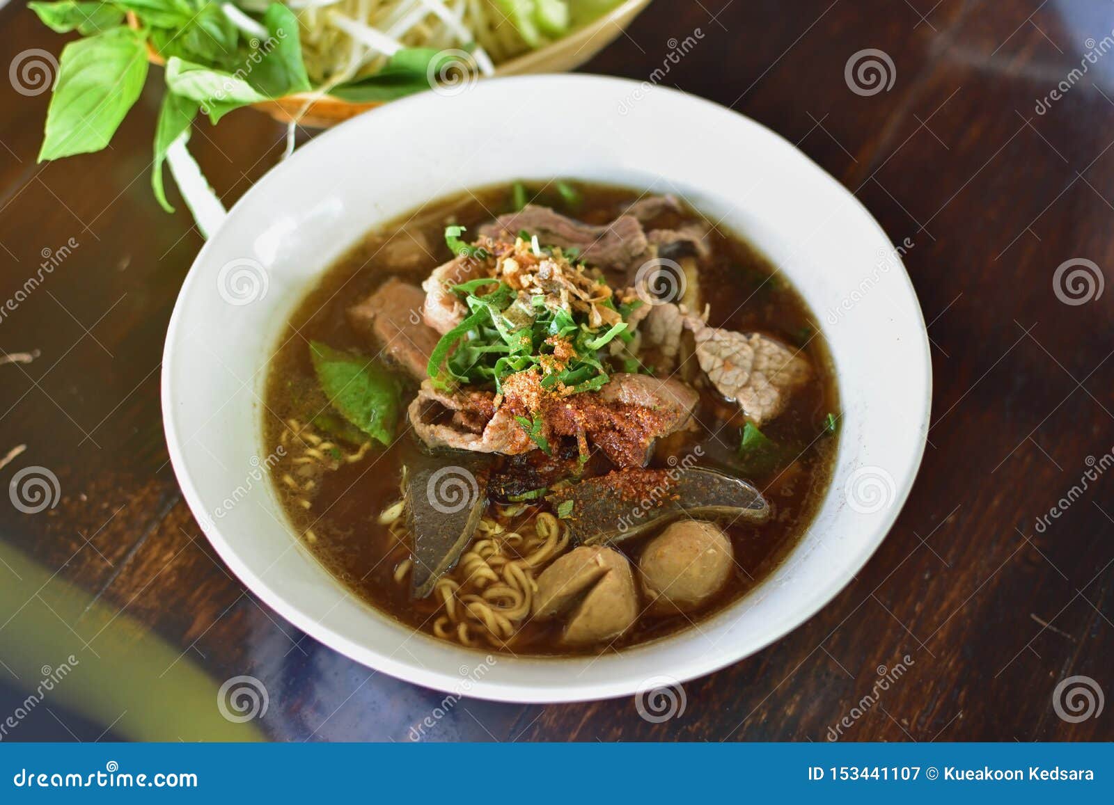 A Bowl of Thai Style Beef Noodle Soup Stock Image - Image of delicious ...