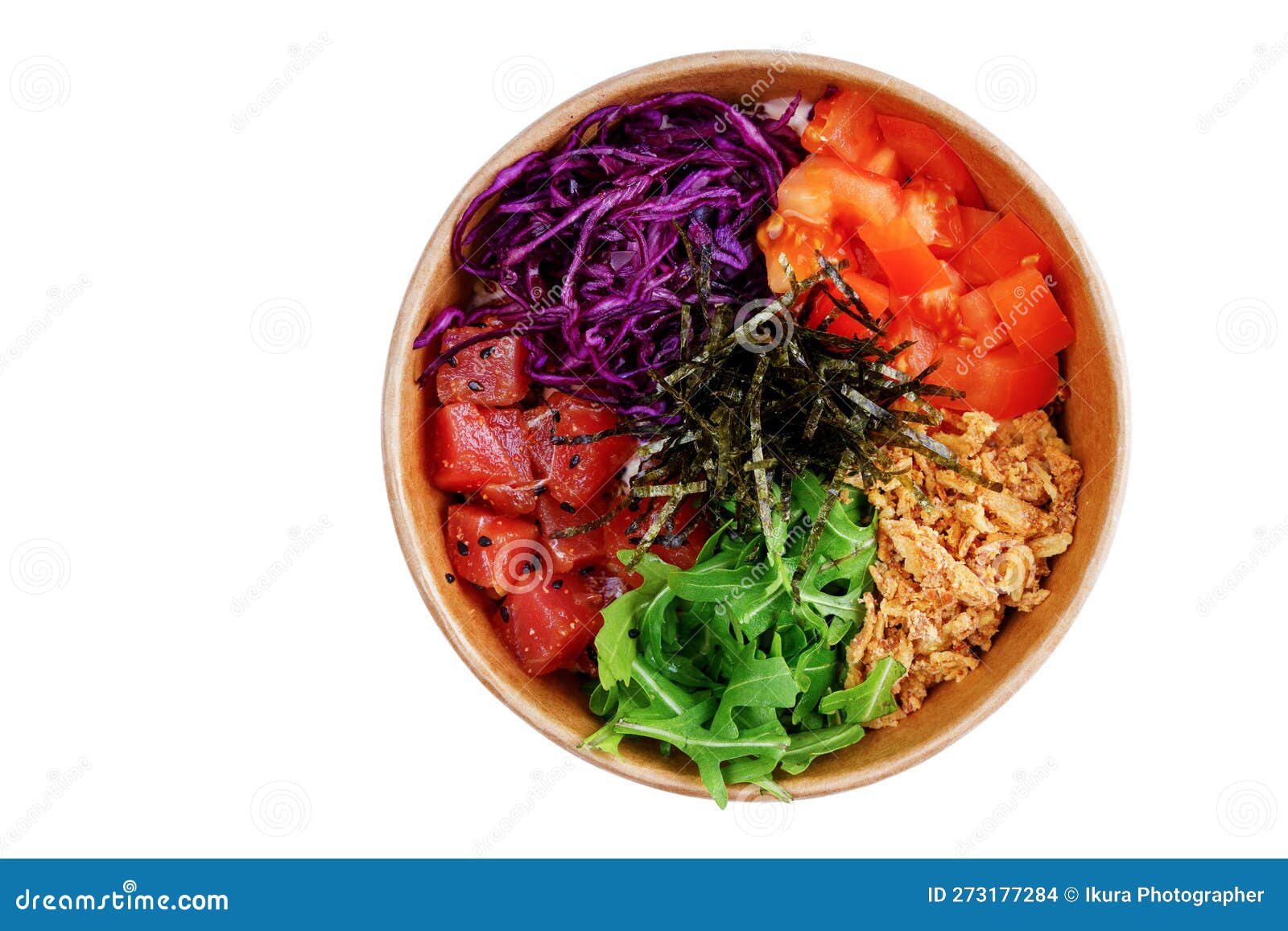 Bowl with Tuna and Quinoa on White Background for Online Restaurant ...