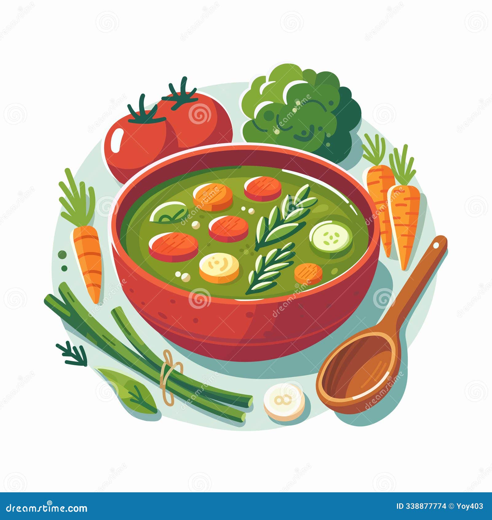 Bowl of vegetarian soup stock vector. Illustration of diet - 338877774