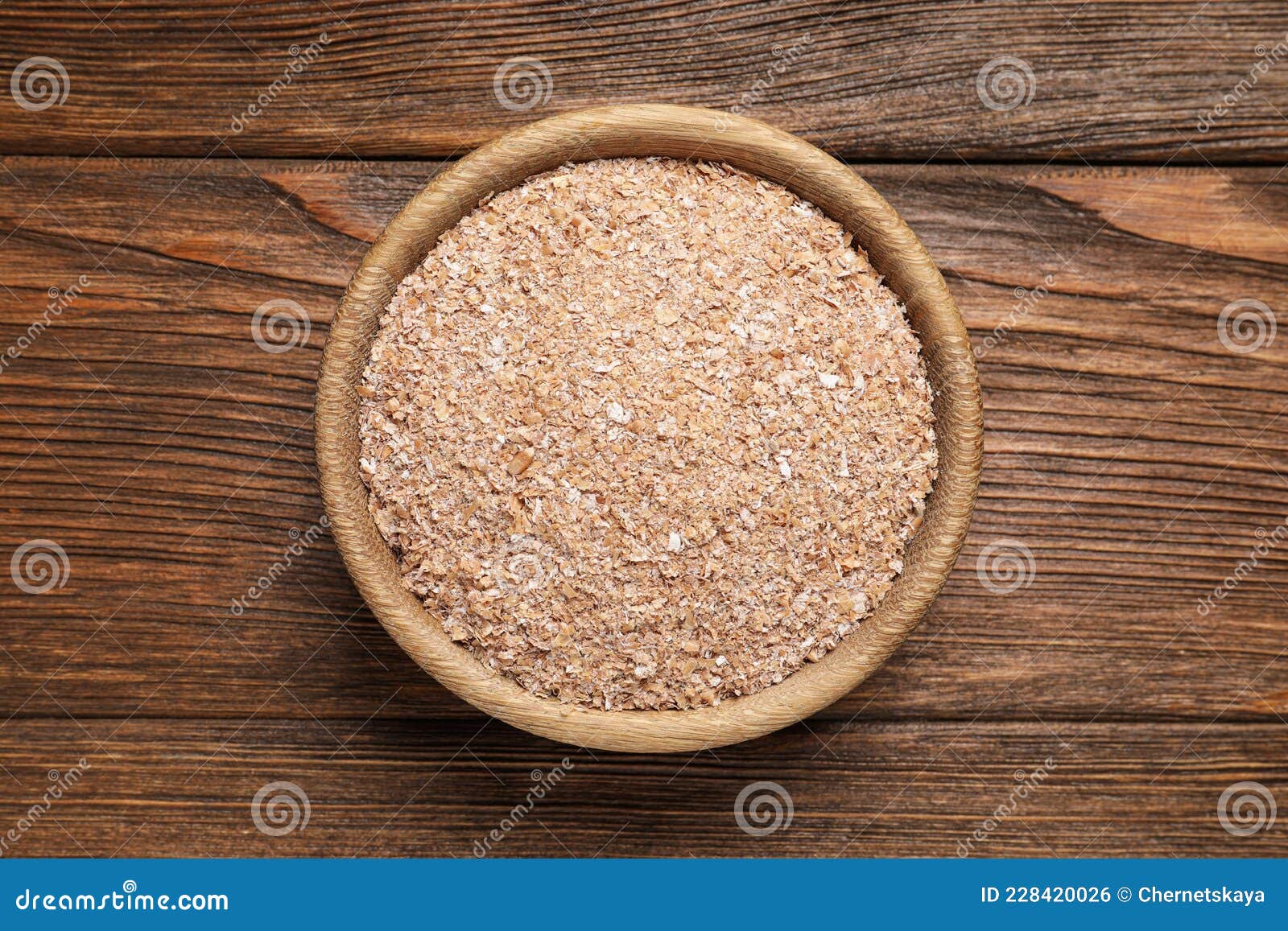 Bowl of Wheat Bran on Wooden Table, Top View Stock Photo - Image of ...