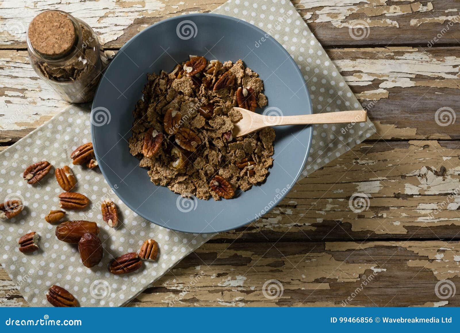 Bowl of Wheat Flakes and Date Palm Stock Photo - Image of nutritious ...