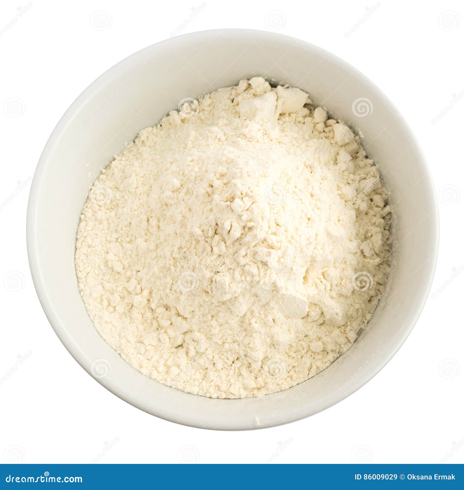 Bowl of White Flour Top View Stock Image - Image of powder, studio ...