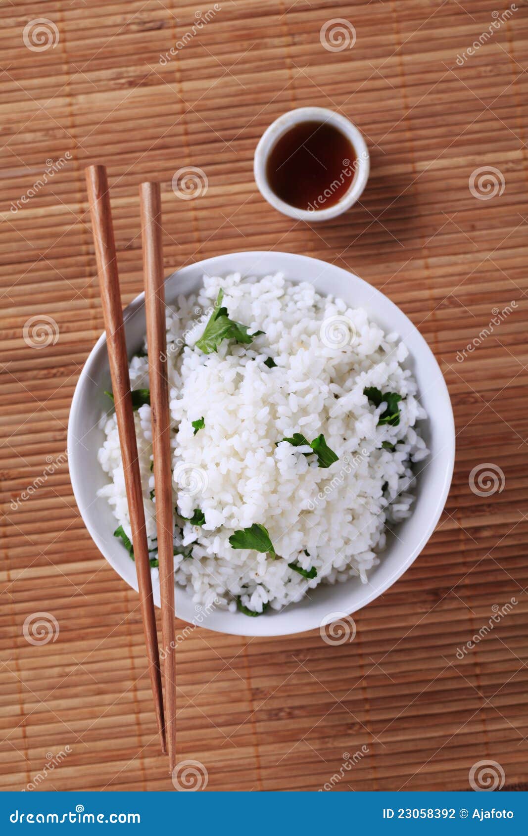 Bowl of white rice stock photo. Image of cuisine, soya - 23058392