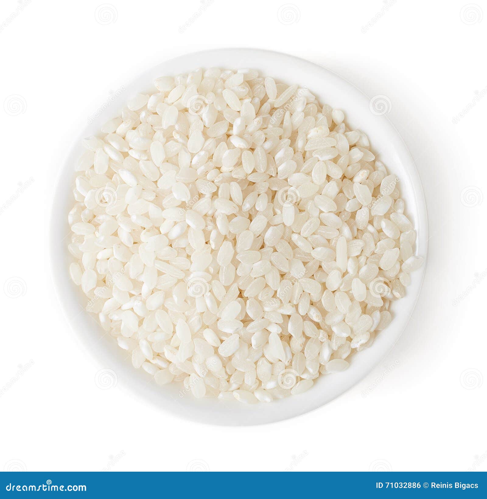 Bowl of White Rice on White Background, Top View Stock Photo - Image of ...