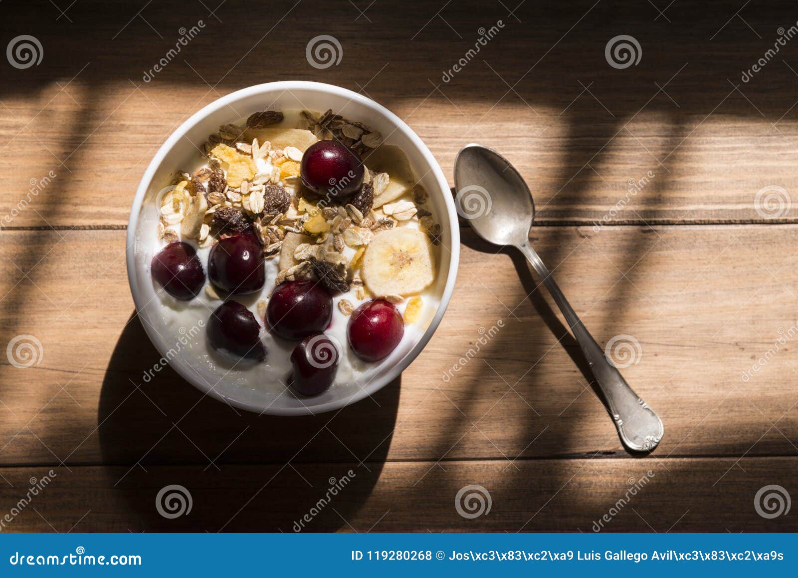 Bowl of Yogurt with Muesli and Fruits. Stock Photo - Image of oats ...