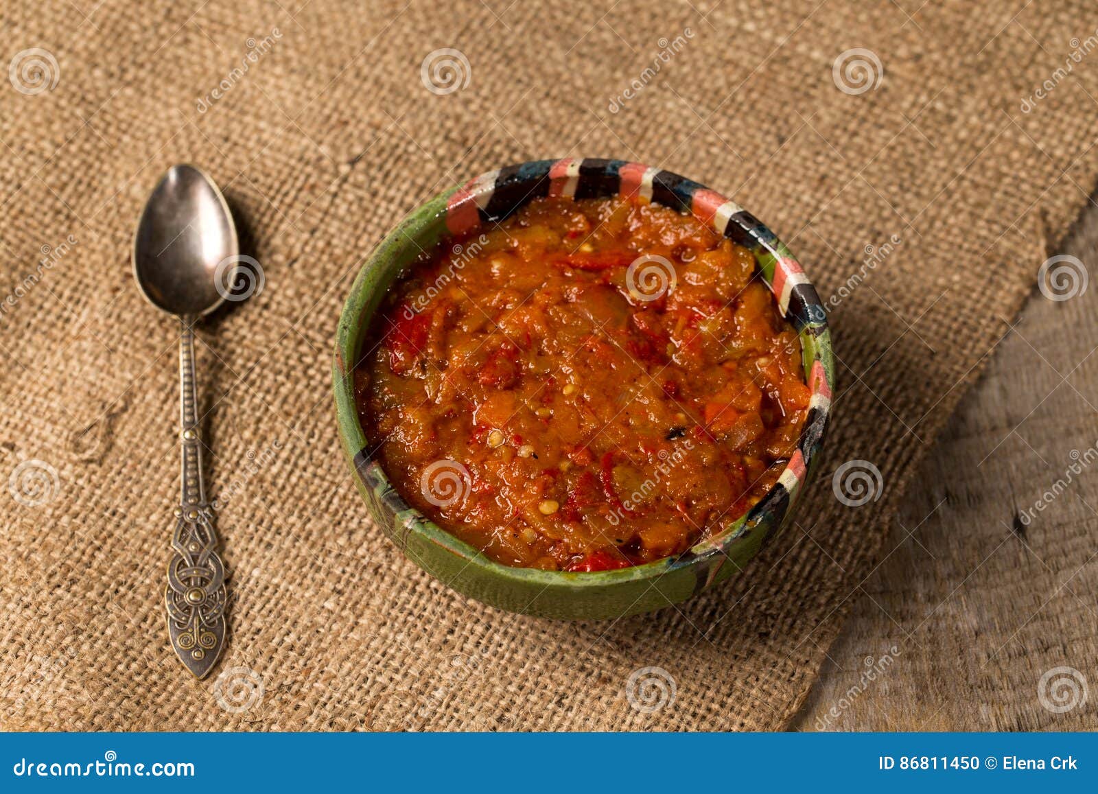Bowl of zacusca stock photo. Image of cuisine, eggplant - 86811450