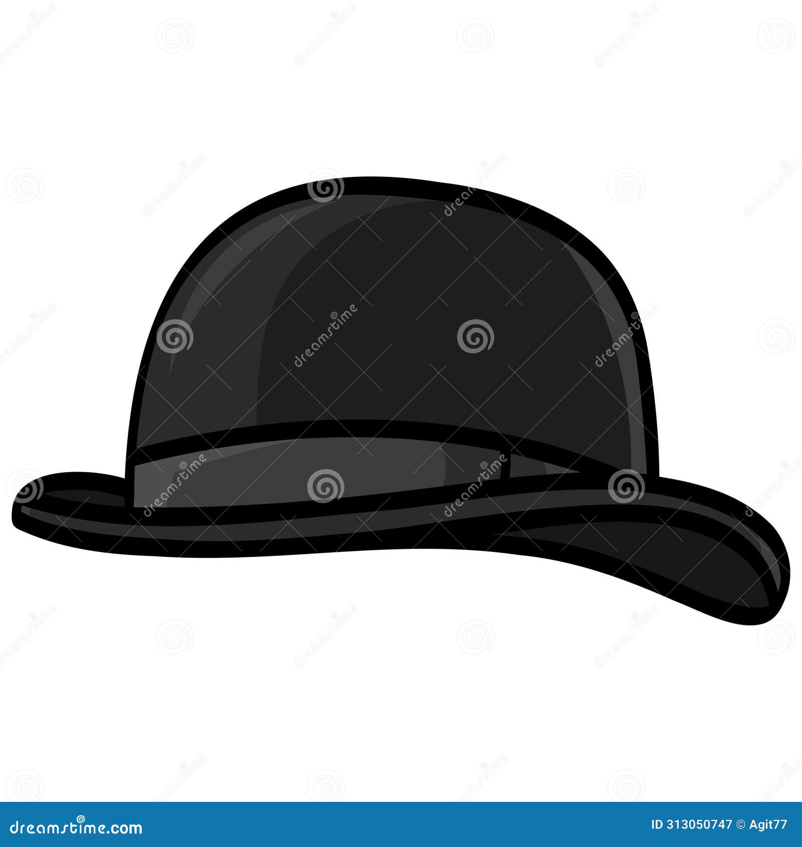 Bowler Hat Cap Vector Drawing Illustration Stock Vector - Illustration ...