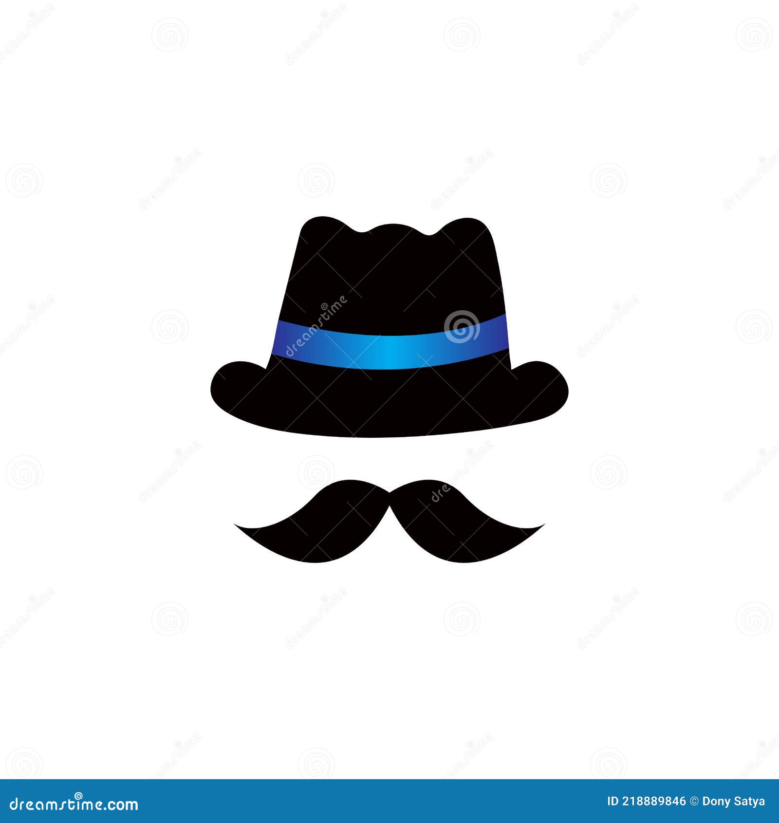 Bowler Hat With Mustache Logo Template Design Vector With Isolated ...
