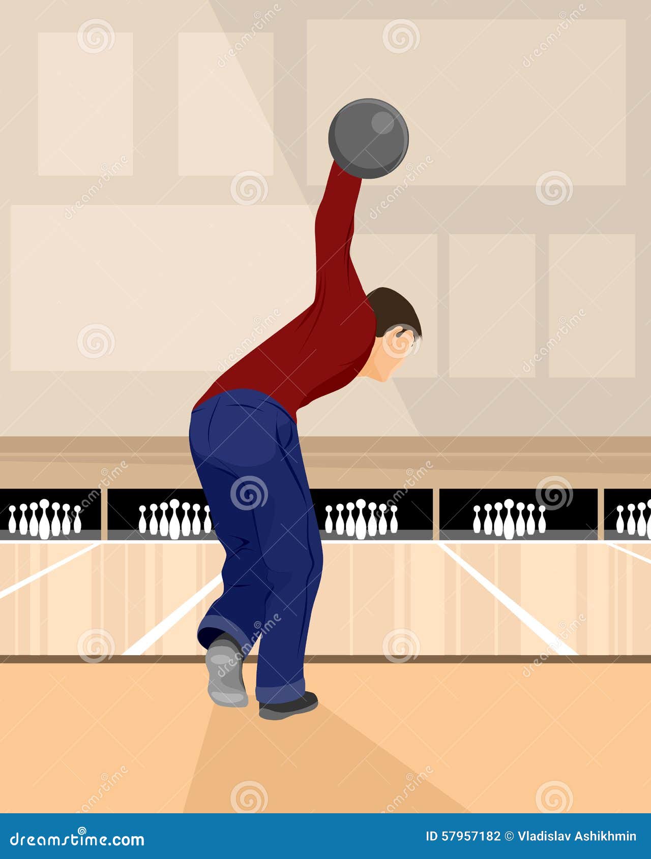 Bowler playing bowling stock vector. Illustration of bowler - 57957182