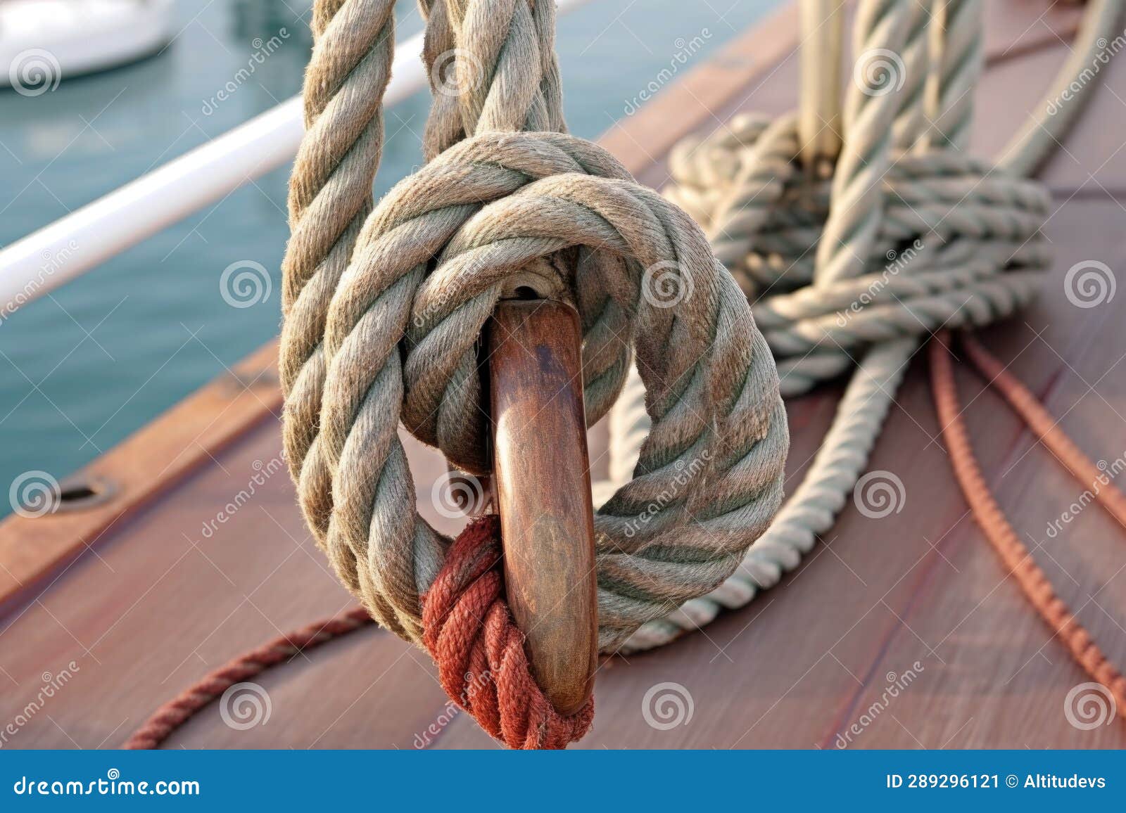 Bowline Knot Near Sail Rigging and Pulleys Stock Image - Image of ...