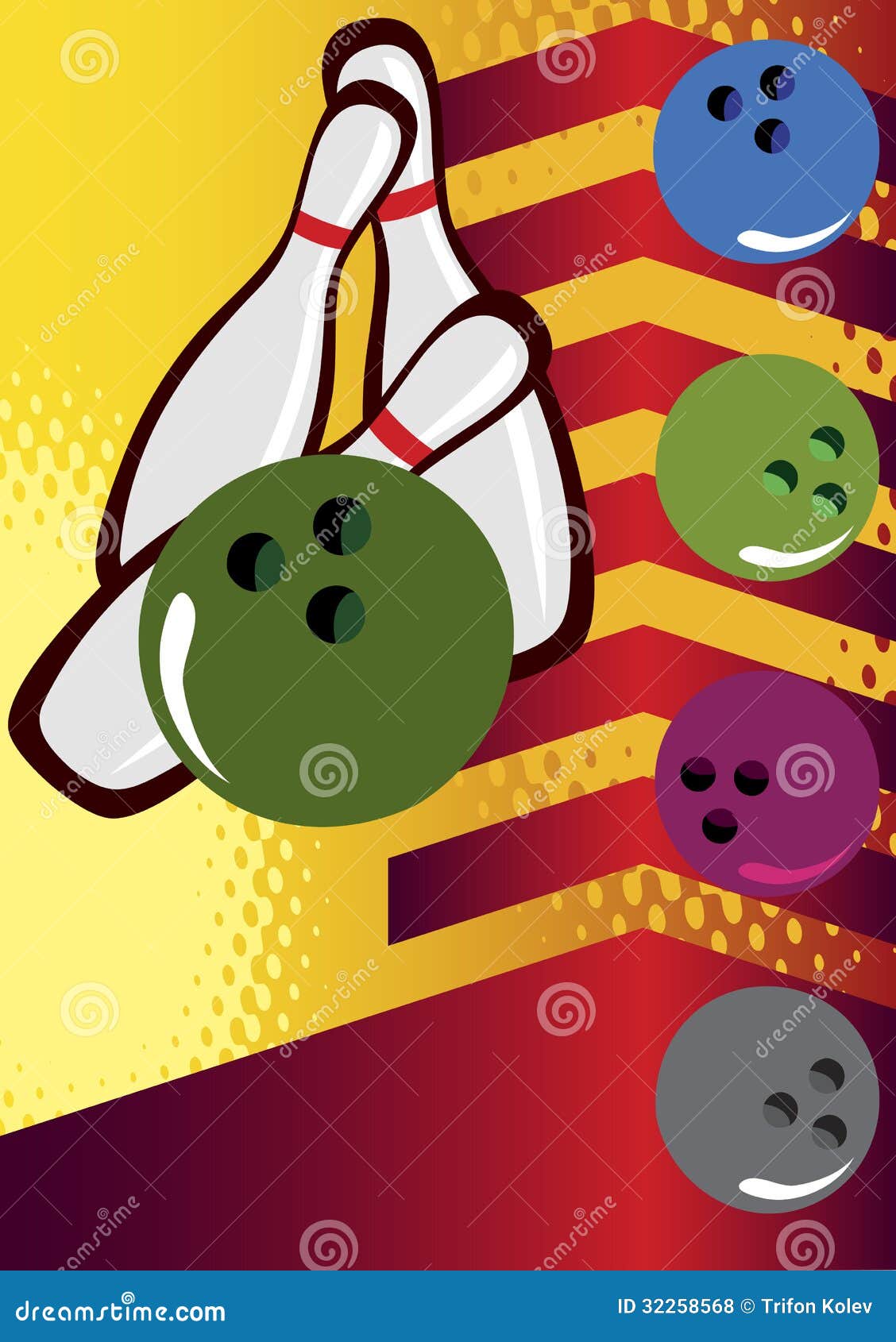 Bowling stock vector. Illustration of competition, painting - 32258568