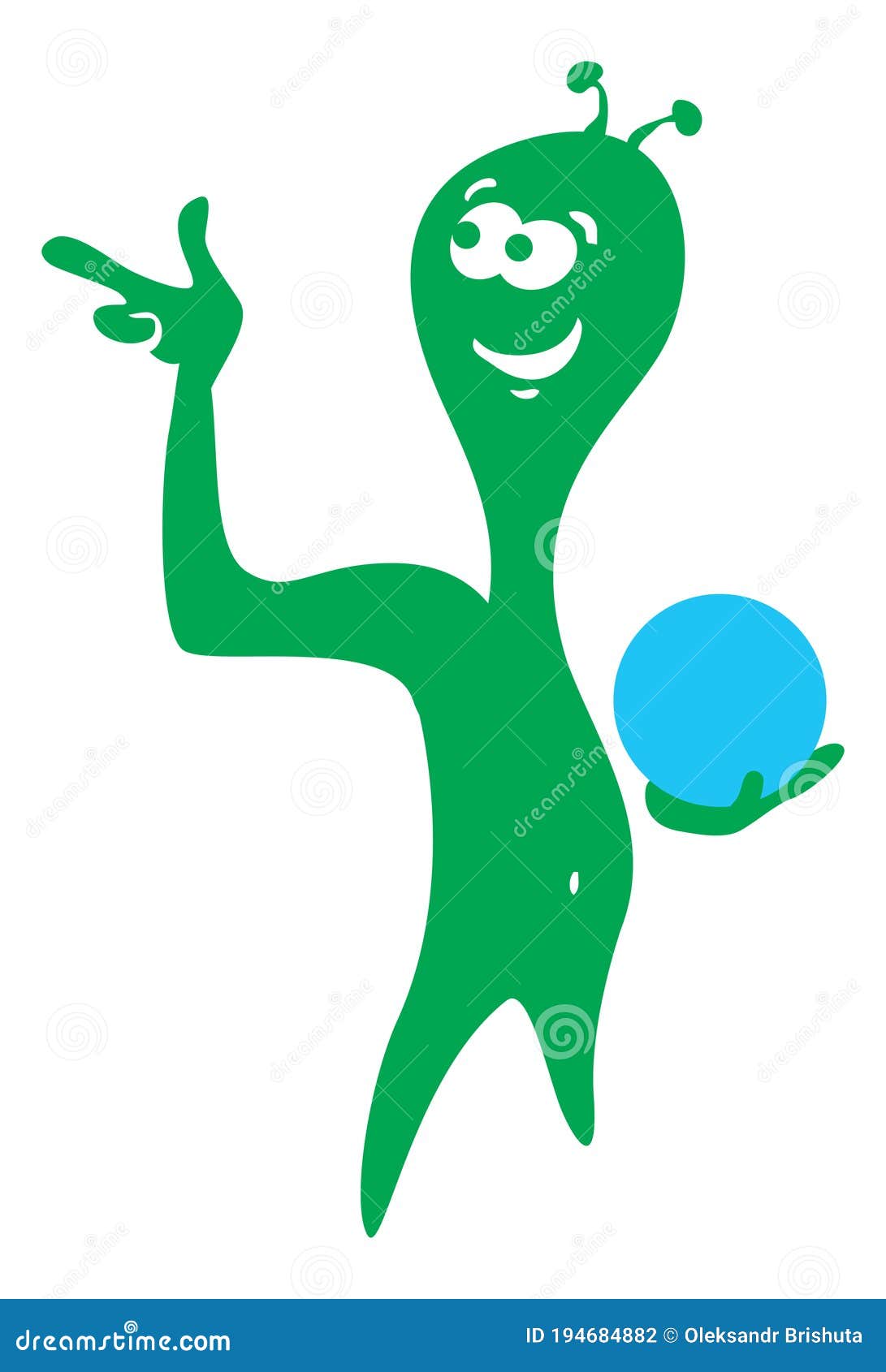 Bowling Alien. Cheerful Green Alien Also Enjoys Bowling Stock ...