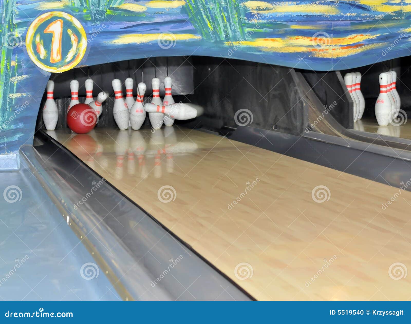 Bowling alley stock photo. Image of pins, colorful, modern - 5519540
