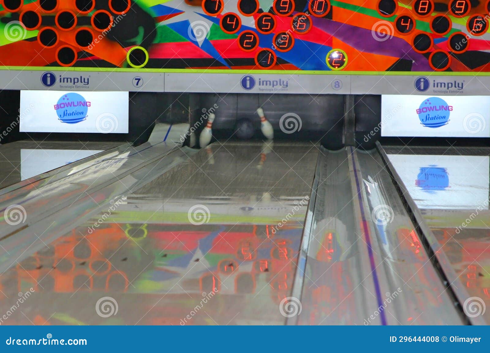 Bowling Alley after a Strike. Stock Photo - Image of bowling, play ...