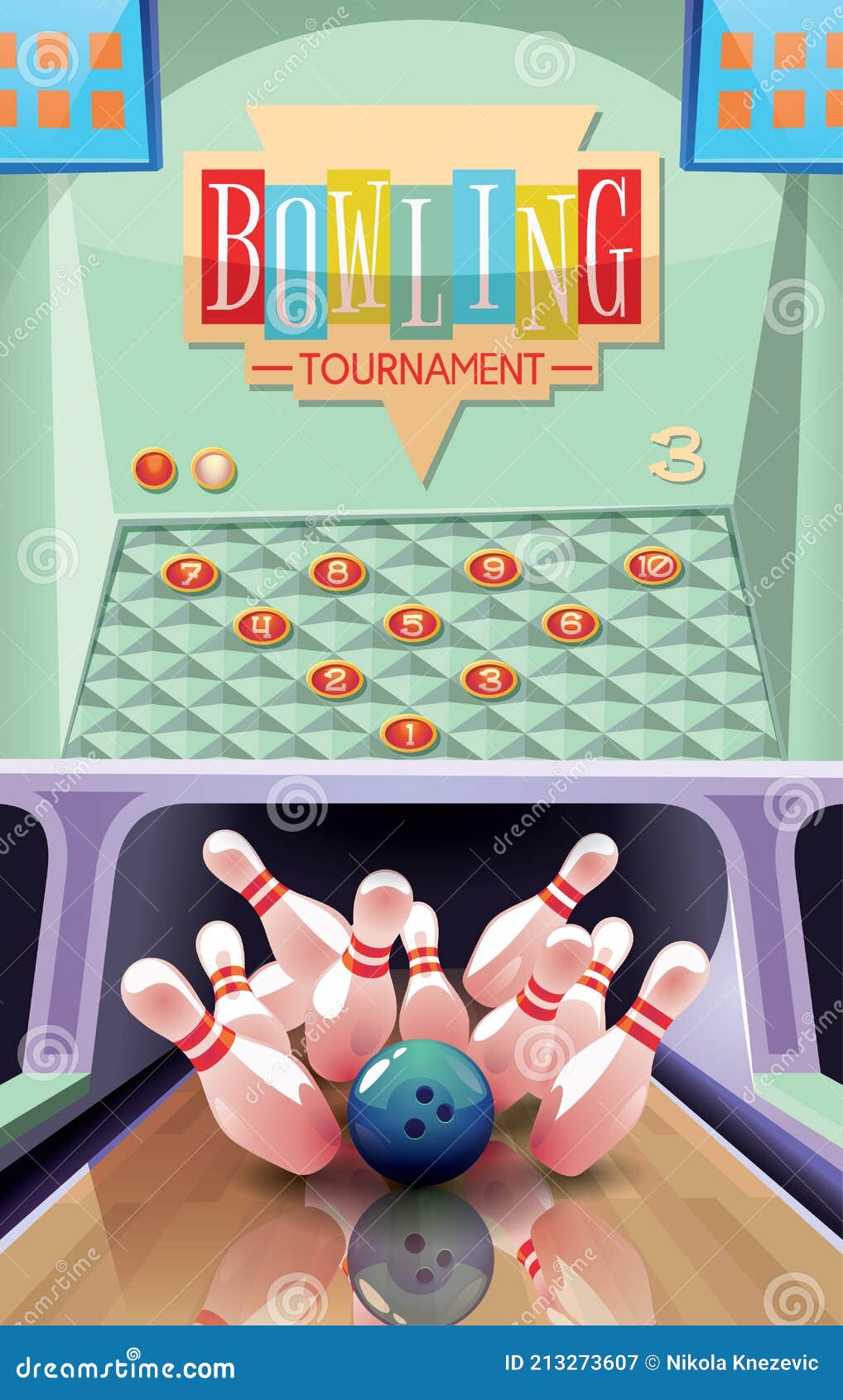 Bowling Alley Tournament Vector Illustration Stock Vector ...