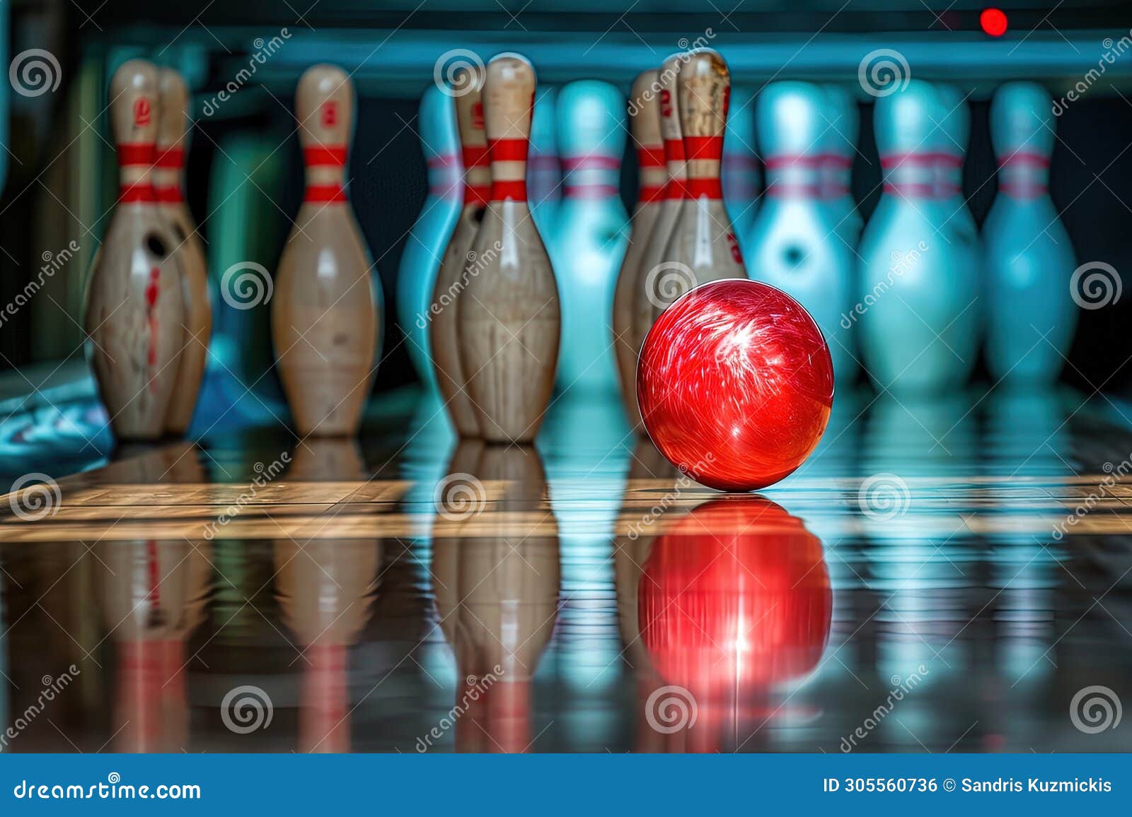 Bowling Ball on Bowling Alley Line. Generative AI Stock Illustration ...