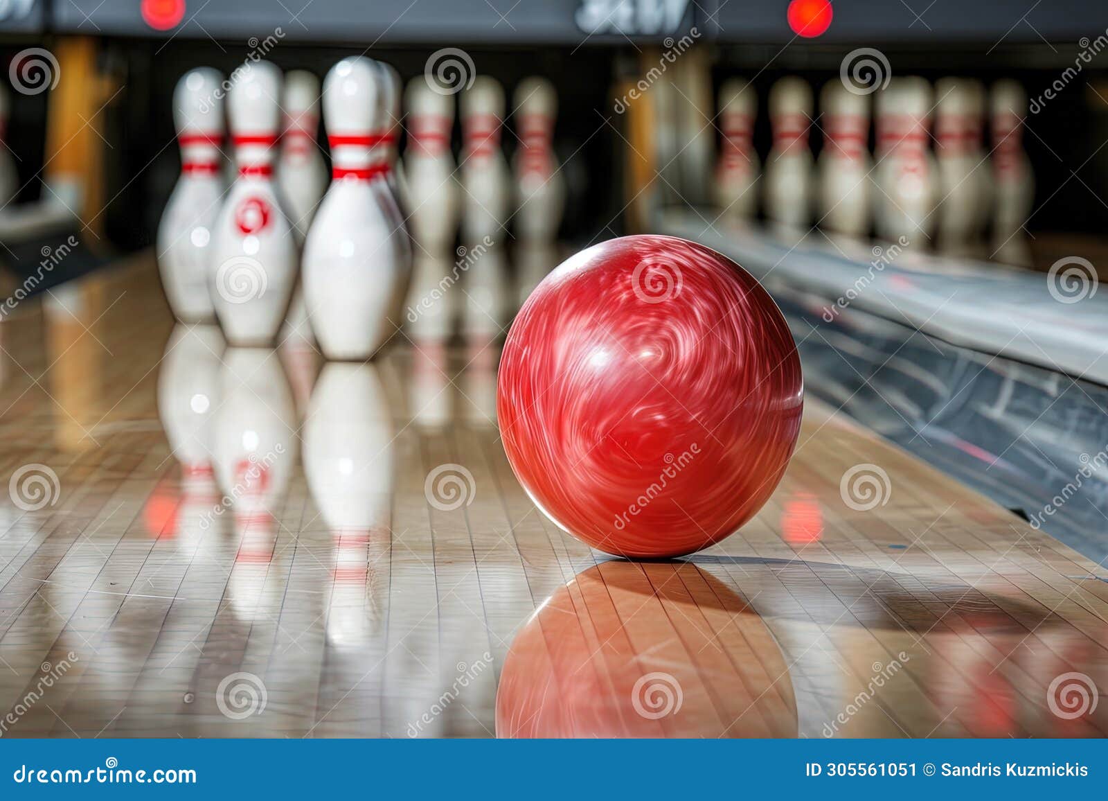Bowling Ball on Bowling Alley Line. Generative AI Stock Illustration ...