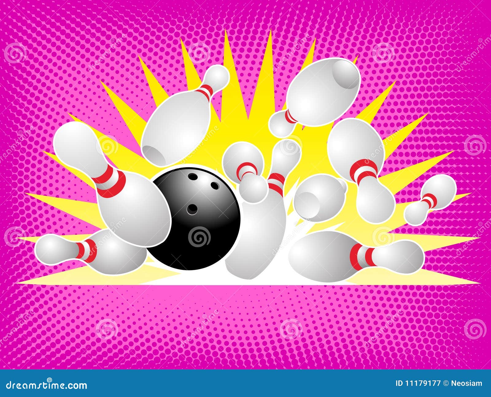 Bowling Ball Crashing into the Pins Stock Vector - Illustration of ...