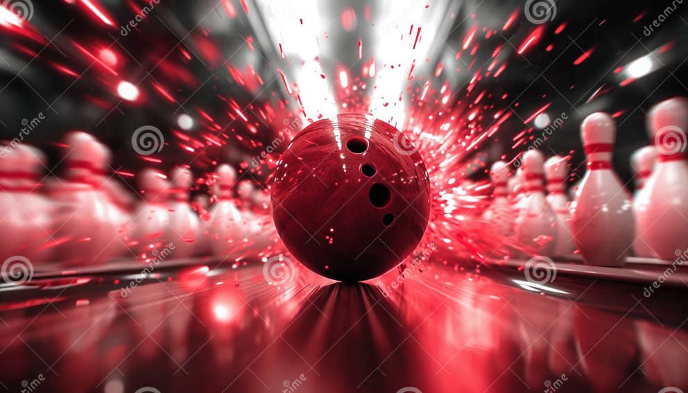A Bowling Ball Crashing into the Pins Stock Image - Image of hobby ...