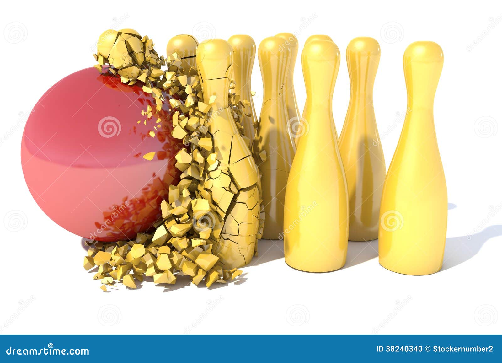Bowling Ball Crashing into the Pins Stock Illustration - Illustration ...
