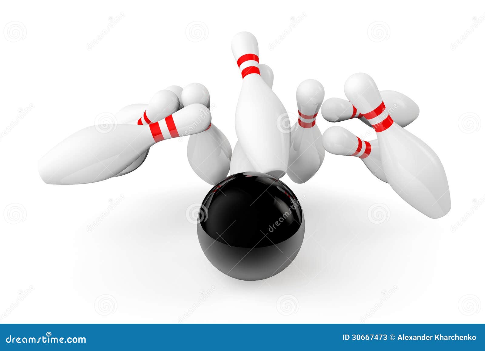Ball Crashing Into The Bowling Pins Stock Photography | CartoonDealer ...