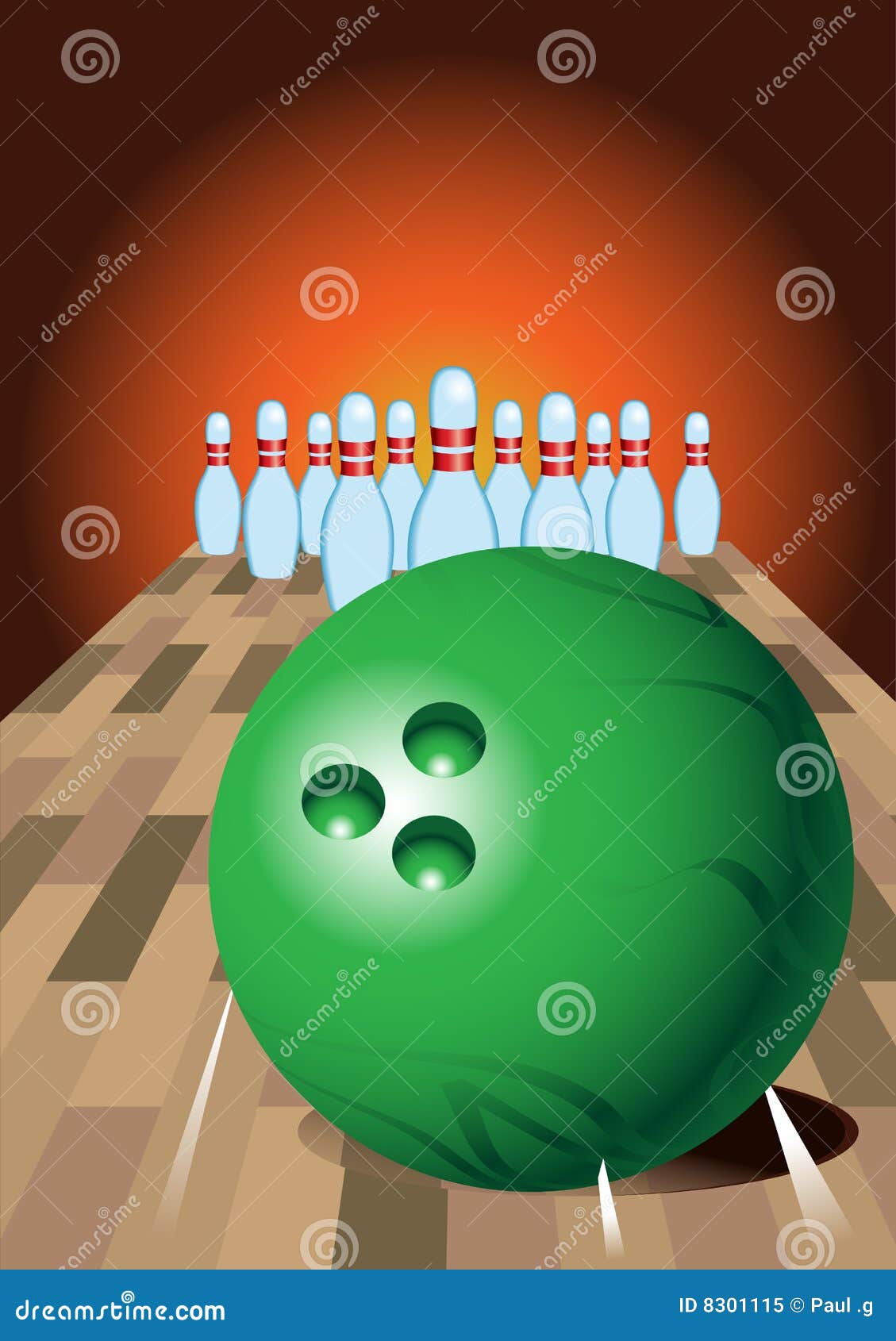Bowling Ball with Ground Reflection Stock Illustration - Illustration ...
