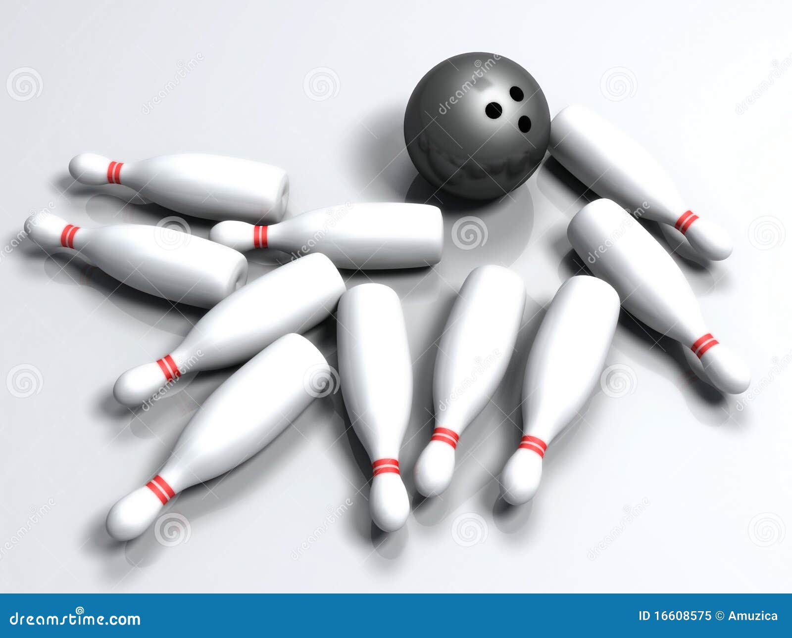 Bowling Ball Hitting The Pins Royalty Free Stock Photo - Image: 16608575