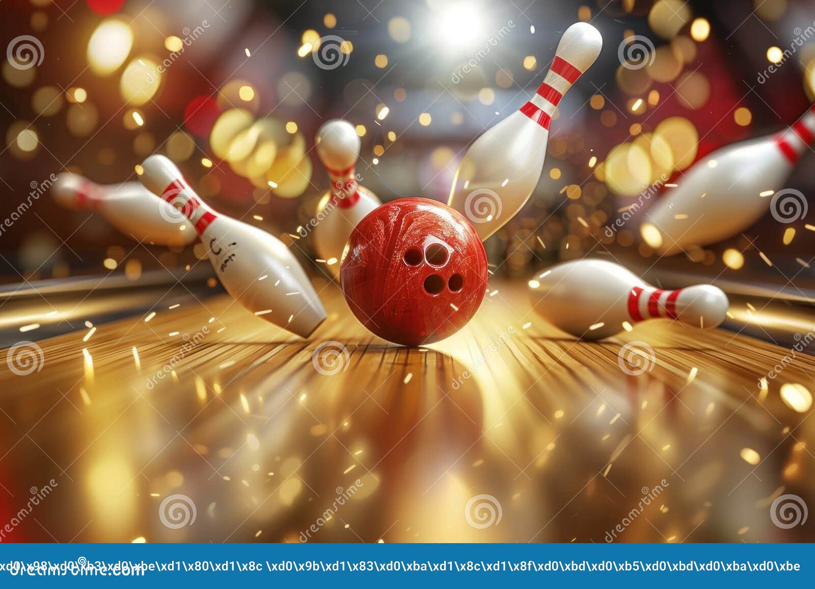 Bowling Ball Hitting Pins Scoring a Strike Stock Illustration ...