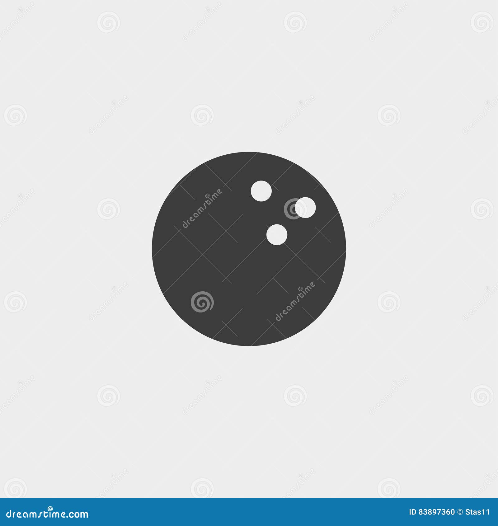Bowling Ball Icon in a Flat Design in Black Color. Vector Illustration ...