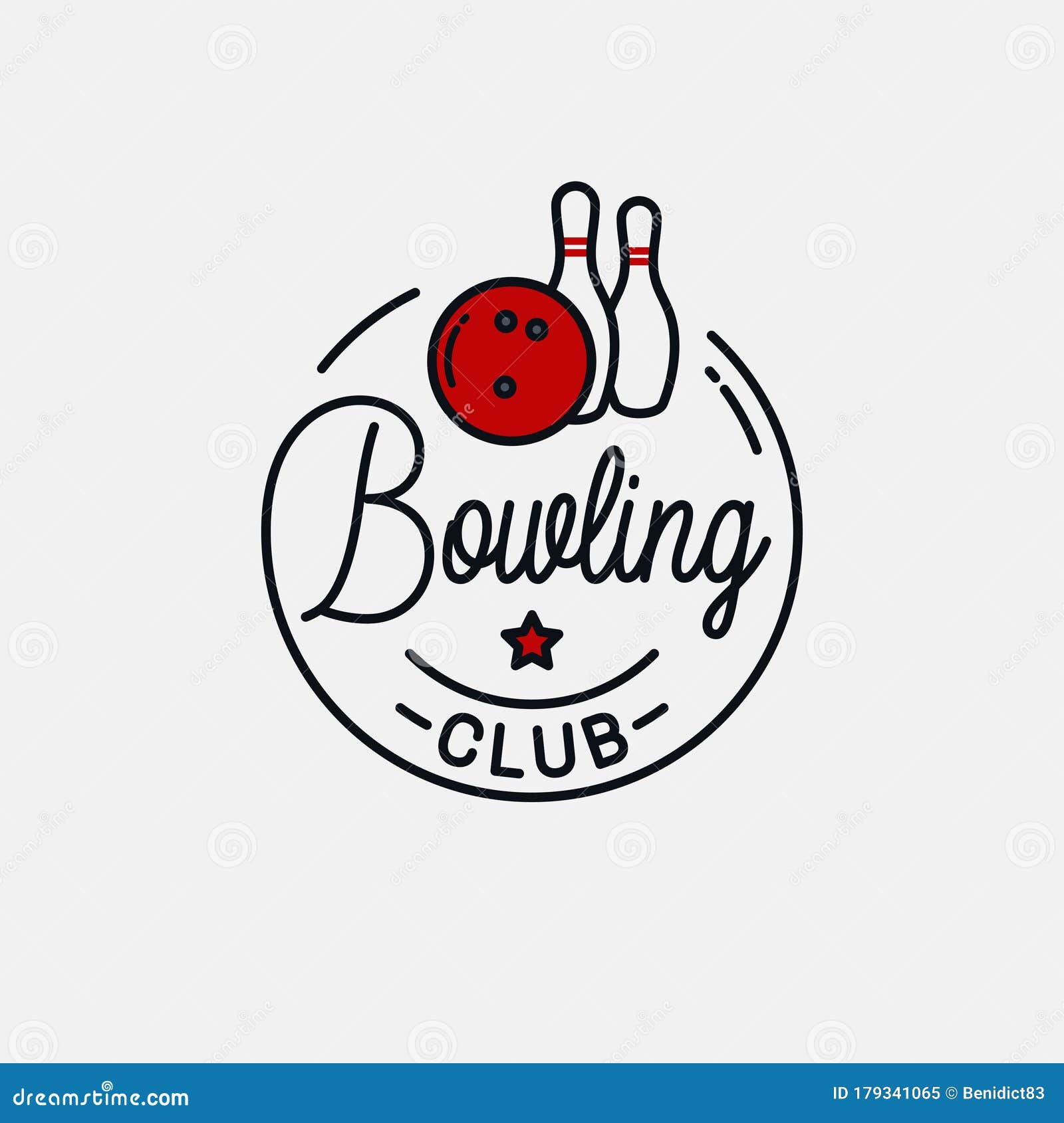 Bowling Ball Logo. Round Linear of Bowling Pins Stock Vector ...