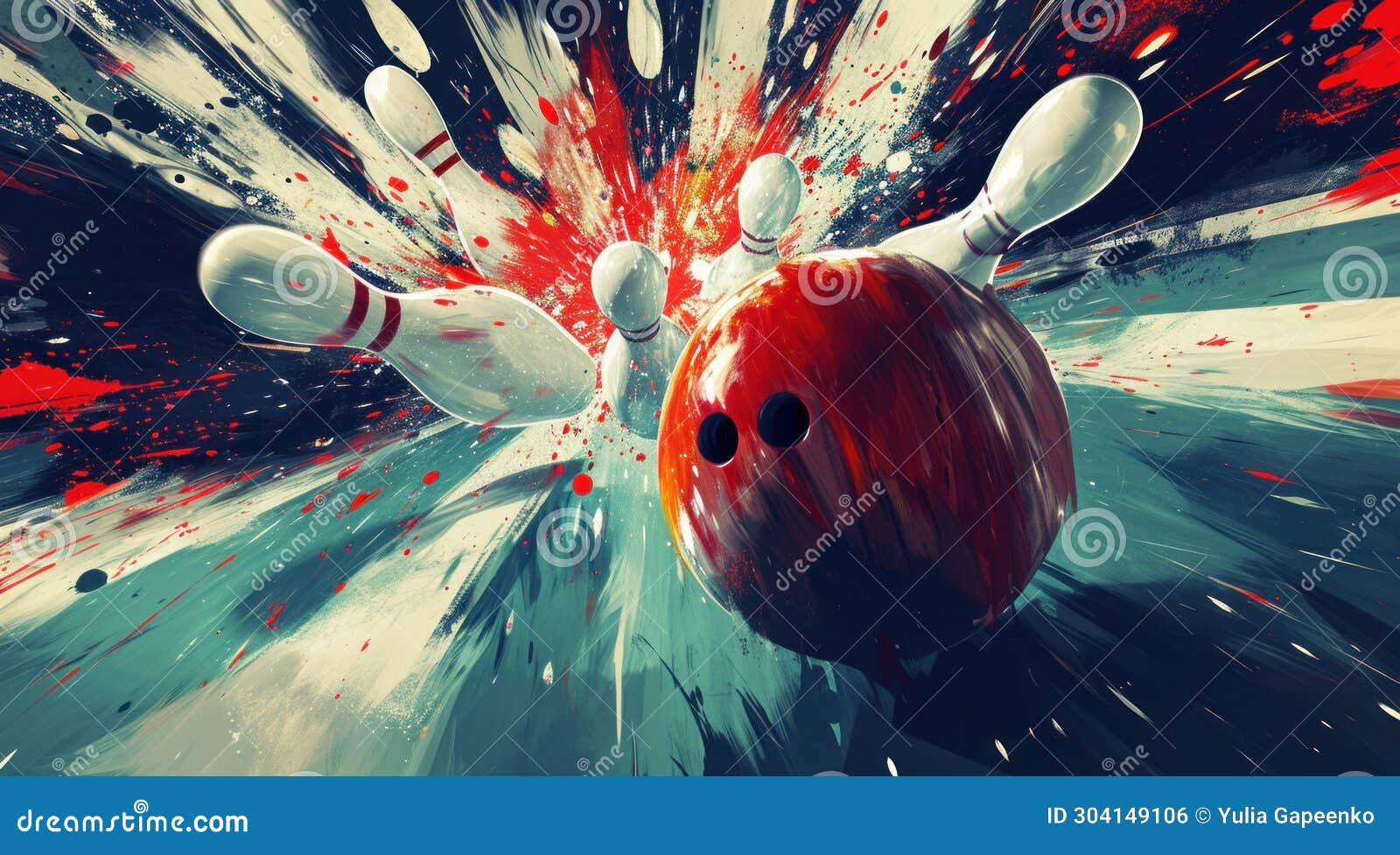 A Bowling Ball and Pins Hitting Stock Photo - Image of lane, sport ...