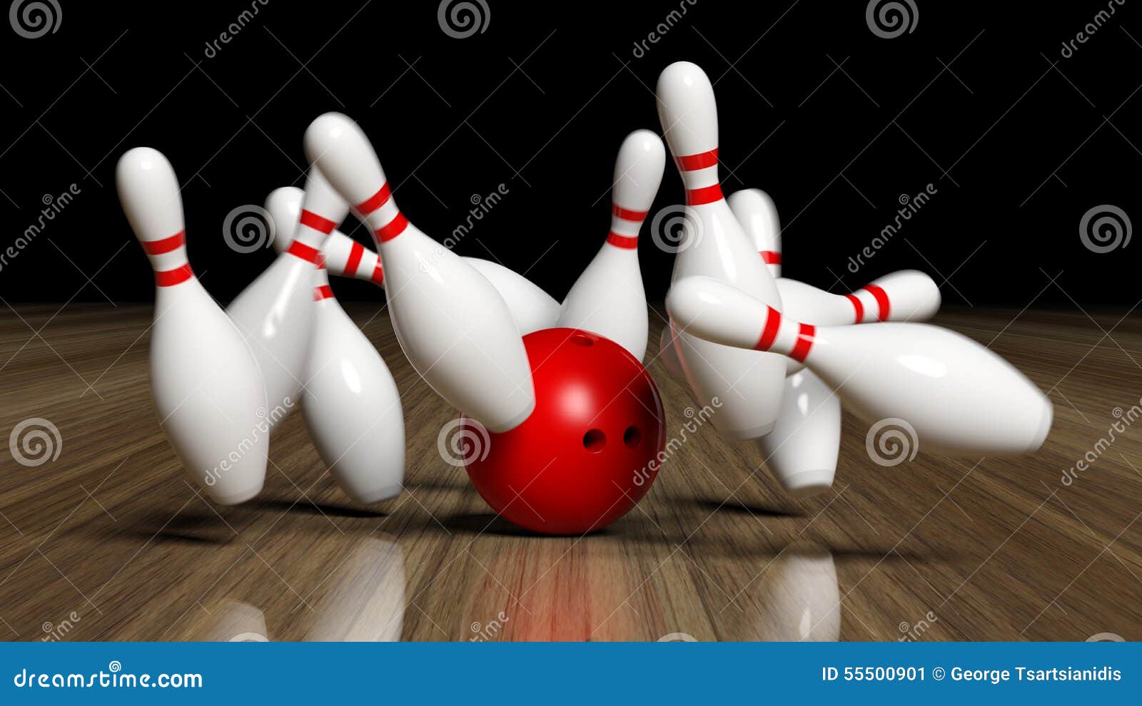 Bowling Ball and Pins in Motion Stock Illustration - Illustration of ...