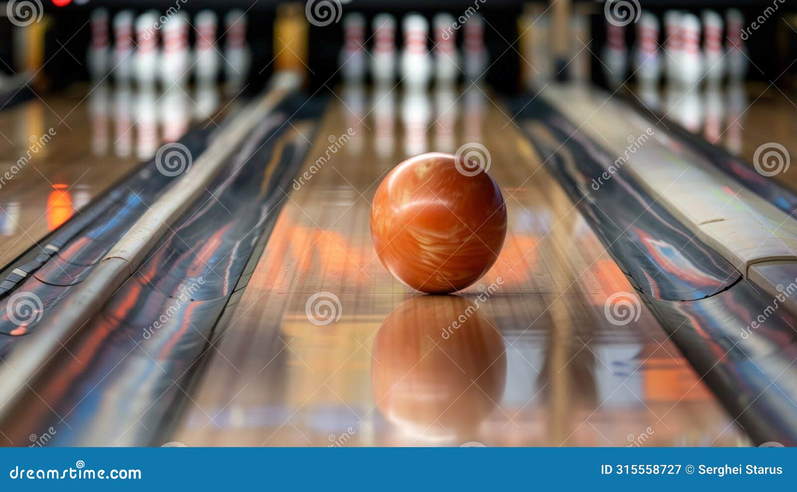 A Bowling Ball is Sitting in the Middle of a Row, AI Stock Image ...