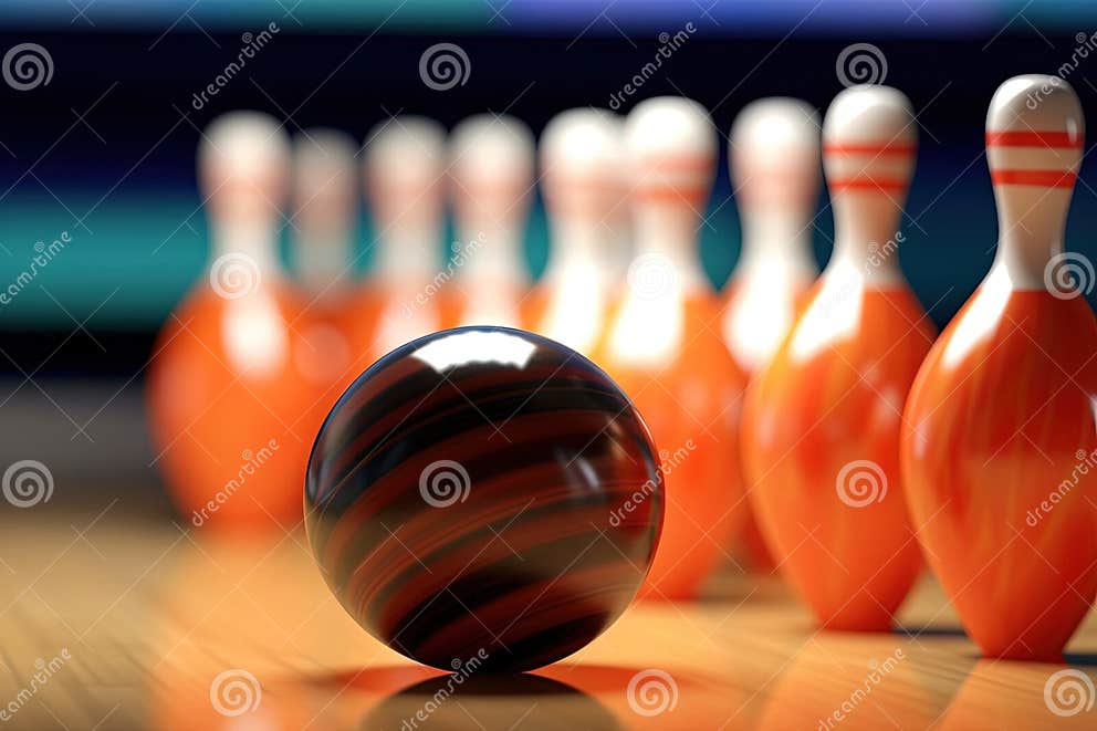 Bowling Ball with Skittles,bowling Background. Created with Generative ...